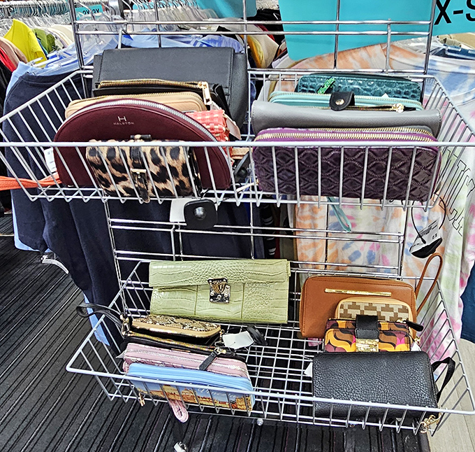 Wallet wonderland! Designer clutches and everyday essentials at prices that won't make your credit card weep with despair.