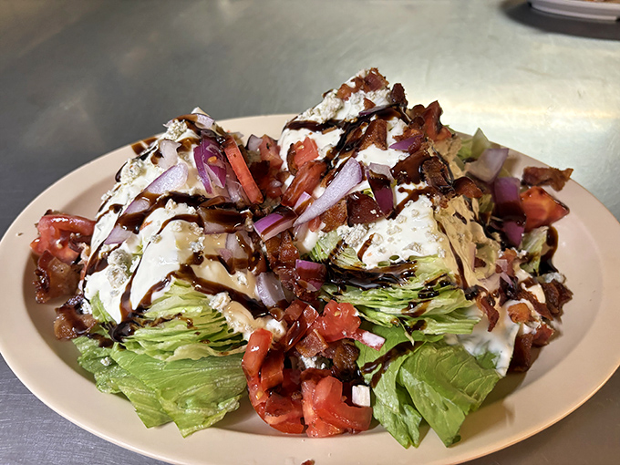 A wedge salad that doesn't skimp on the good stuff. When vegetables are this dressed up, they're practically formal wear.