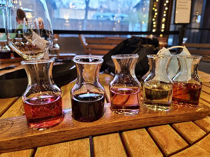 A flight of liquid jewels awaits&mdash;each tiny carafe holding different answers to the question "what's your pleasure?"