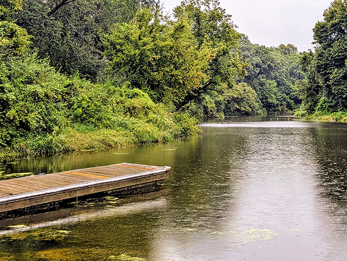 A simple wooden dock extends an invitation to peaceful contemplation. The lake whispers stories if you're quiet enough to listen.