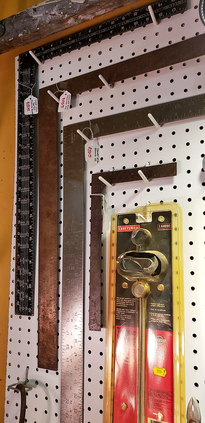 Tools that built America, hanging with quiet dignity. That Craftsman level has probably squared more Virginia homes than most contractors today have visited.