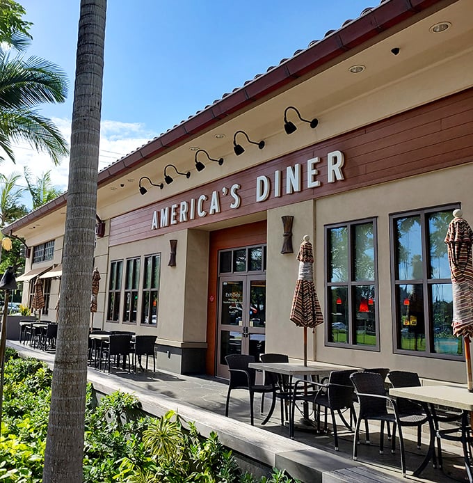 America's Diner proves palm trees and outdoor seating make everything taste better. Mainland classics get an island upgrade here.