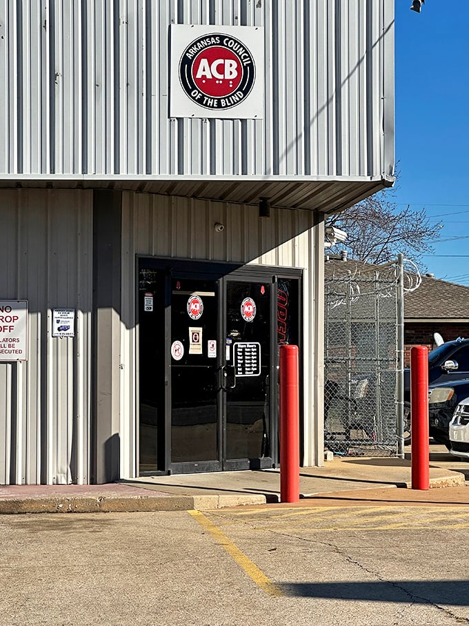 That industrial warehouse exterior might look humble, but it's hiding a kingdom of affordable treasures.