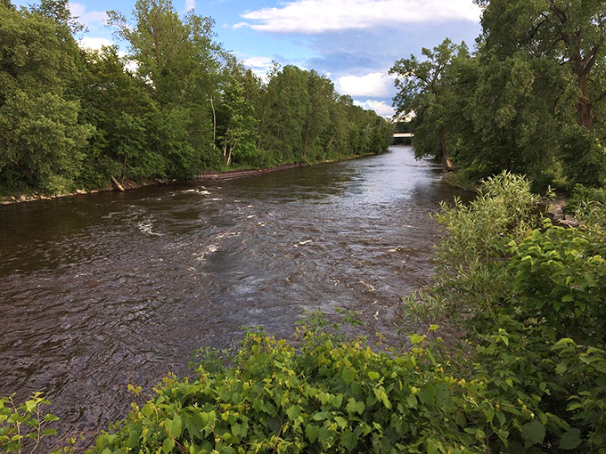 The Muskegon River flows through Big Rapids, where the current isn't the only thing that moves fast&mdash;so do affordable meal deals.