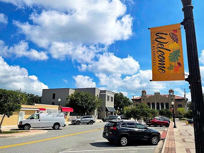 Bushnell's welcoming downtown banner waves over streets where your retirement dollars stretch like saltwater taffy.
