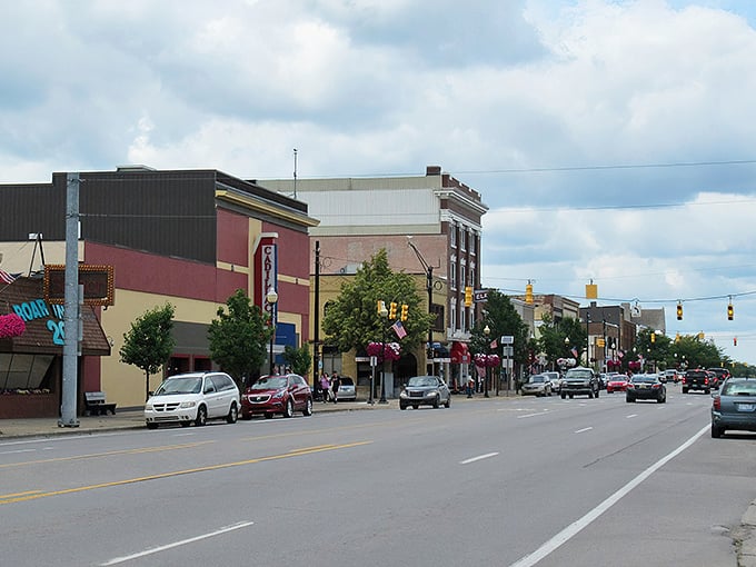 Wide boulevards and mature trees line Cadillac's main street, offering shade in summer and lower utility bills year-round.