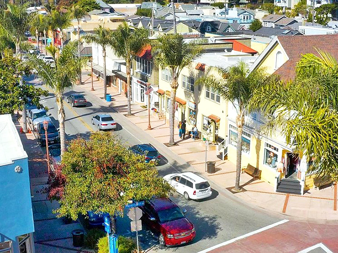 Capitola's candy-colored buildings face the beach like a welcoming committee dressed in their Sunday best.