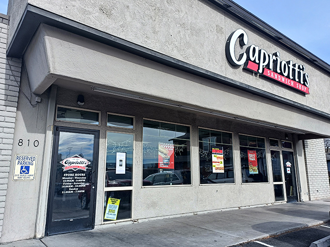 The welcoming storefront of Capriotti&rsquo;s brings sandwich royalty to Reno. That illuminated sign guides hungry pilgrims straight to flavor paradise.