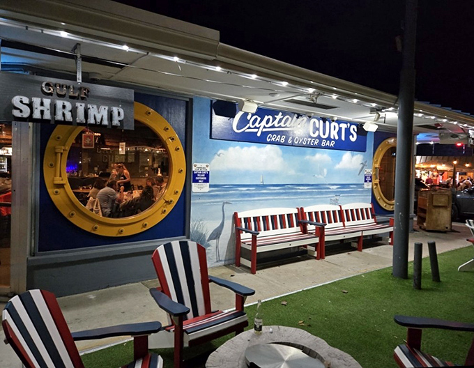 Captain Curt's nautical charm beckons seafood lovers with porthole windows and ocean-blue vibes. Where sailors would eat if they had gourmet taste.
