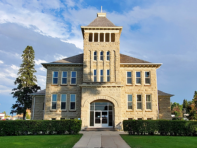 Choteau's courthouse stands proud on the prairie, where Great Plains meet Rocky Mountains in dramatic fashion.