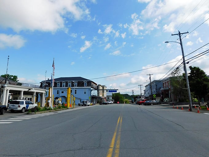 Derby's wide-open main street and blue Victorian building create a postcard-perfect scene with refreshingly un-postcard-perfect housing prices.