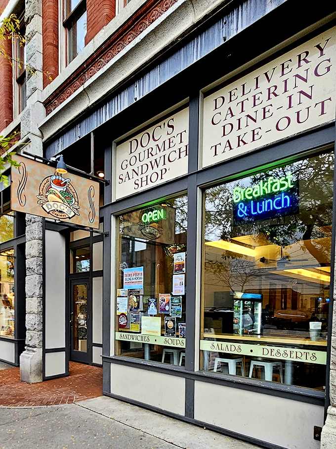Doc's vintage storefront brings old-world charm to downtown Missoula's sandwich scene.