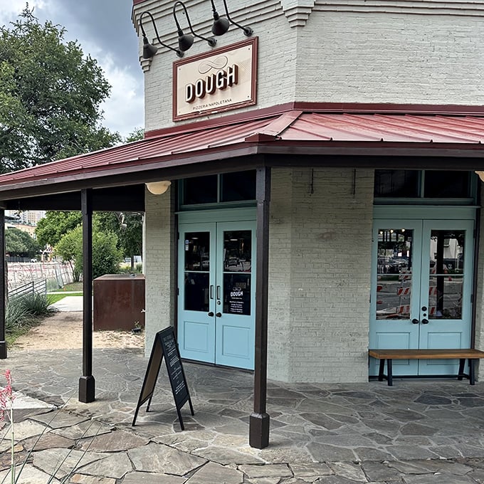 Dough's charming brick facade fits right into San Antonio's historic downtown like it's always belonged there.