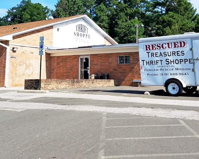 Rescued Treasures indeed! This brick-front thrift shop might look humble, but inside lies a labyrinth of second-chance finds.