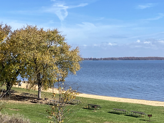 Autumn trees dot the landscape at Gunpowder Falls, where picnic tables wait patiently for your sandwich masterpieces.