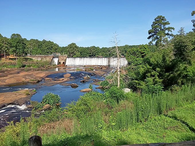 High Falls' powerful cascade transforms the Towaliga River into a roaring spectacle that echoes through the surrounding forest.