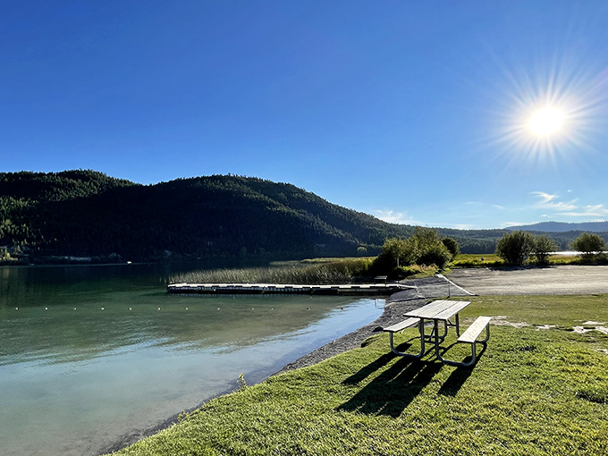 Lakeside perfection! Logan State Park's crystal waters and mountain backdrop create a postcard-worthy scene that's even better in person.