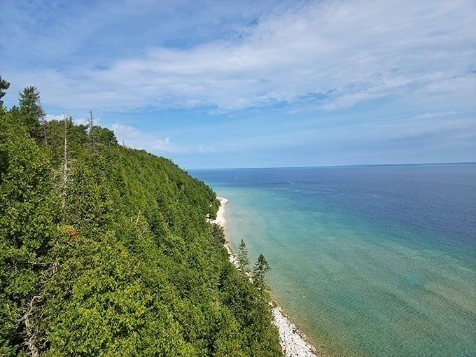 The Caribbean called&mdash;it wants its colors back! Mackinac Island's forested cliffs meet Lake Huron's impossibly blue waters in perfect harmony.