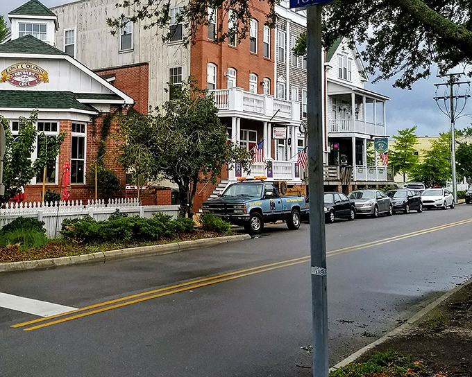 The American flag stands proudly in New Bern, where coastal charm meets small-town hospitality on every corner.