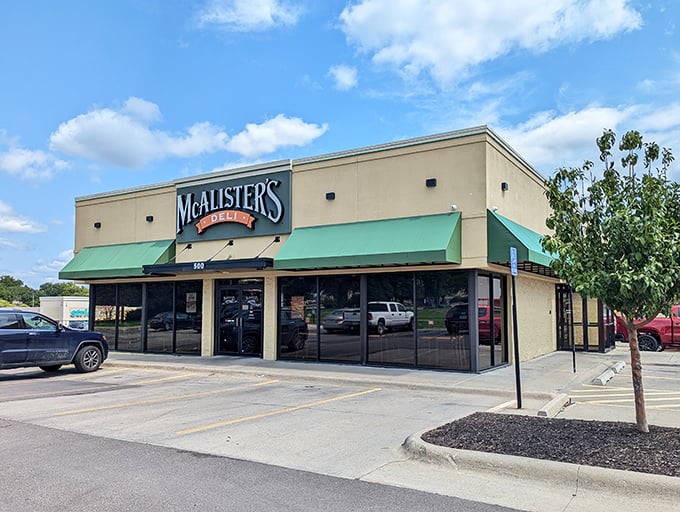 McAlister's green awnings signal sandwich salvation ahead. Like finding an oasis when your stomach's running on empty.