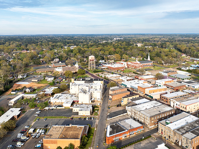 Minden's brick buildings and vintage water tower create a skyline with more character than most modern cities. Norman Rockwell would approve!