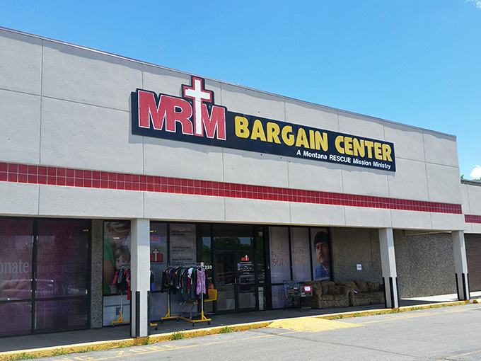 Montana Rescue Mission's bold signage announces a place where shopping actually helps the community.