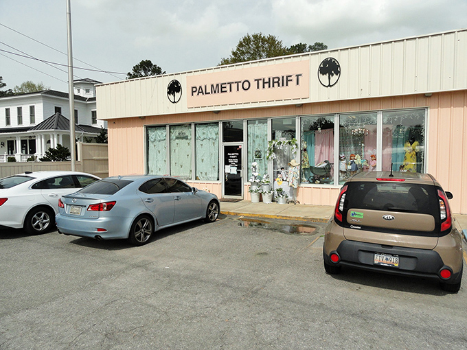 Palmetto Thrift's pastel exterior houses a rainbow of secondhand treasures waiting to be discovered.