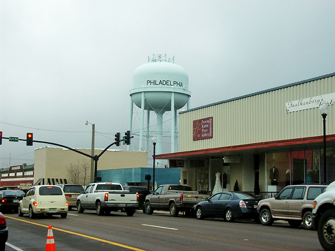 That iconic water tower says it all! Philadelphia's main street offers small-town charm without the big-city price tag.