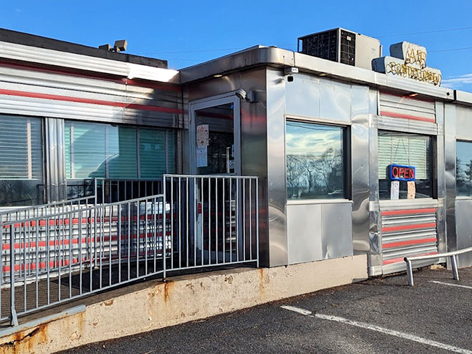 Route 30's gleaming silver exterior is like finding a chrome treasure chest filled with pancakes instead of gold.