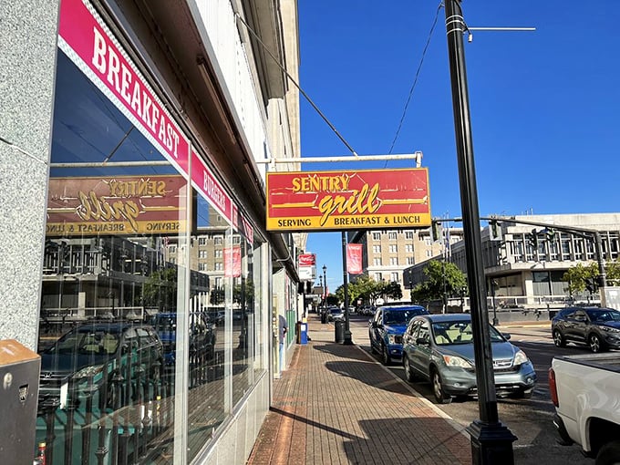 Sentry Grill's downtown storefront has been feeding Alexandria for decades. That classic red and yellow sign is like a familiar old friend.