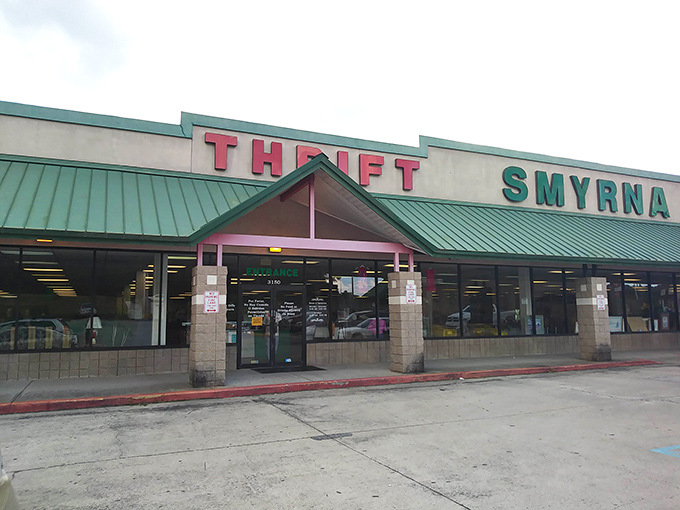 Smyrna Thrift Store's distinctive green roof has become a landmark for local bargain hunters seeking hidden gems.