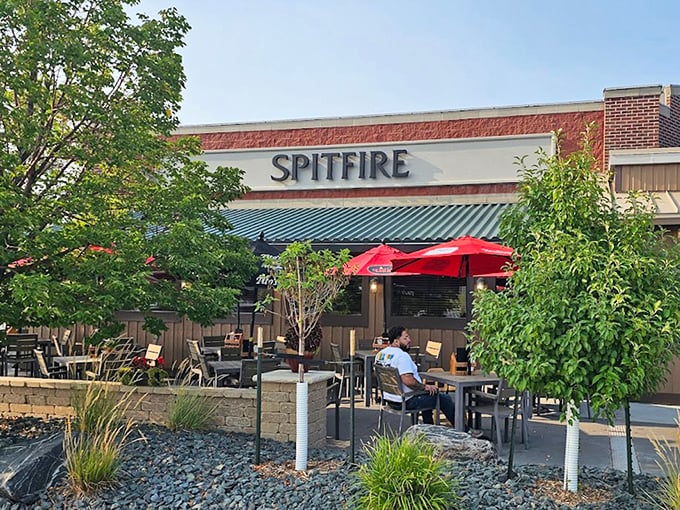 Spitfire's patio looks like the perfect spot to debate important issues &ndash; like whether to order more ribs or brisket.