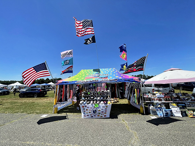 American flags flutter proudly over Stormville's airport runway market &ndash; where shopping takes flight among hundreds of vendors.