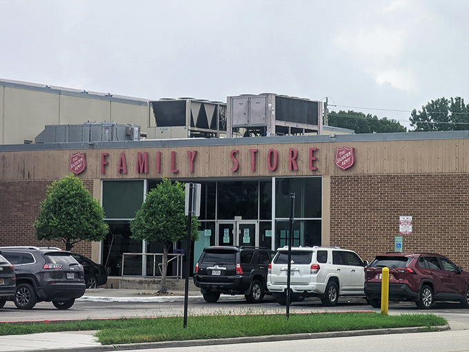 The Salvation Army's understated brick facade houses generations of Houston history disguised as secondhand treasures.