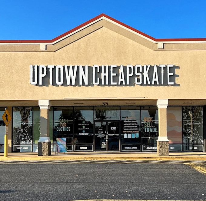 This sleek storefront could easily be mistaken for a high-end boutique until you see those incredible prices.