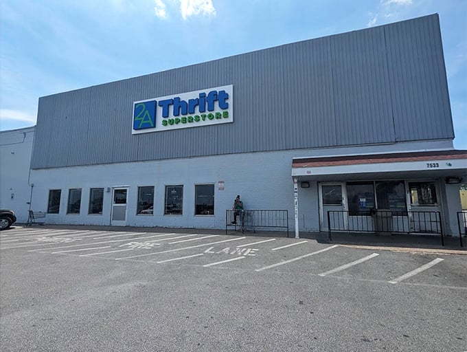 This thrift behemoth stands ready to welcome bargain hunters into its cavernous kingdom of pre-loved possibilities.