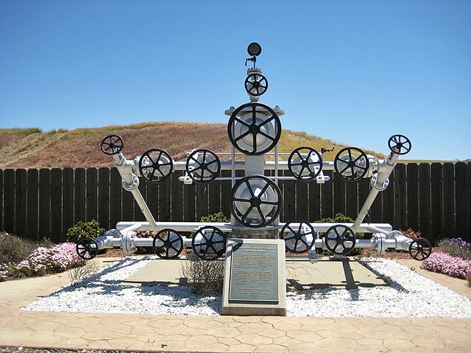 This historic mining equipment display celebrates Avenal's industrial heritage while the town celebrates affordable living today.