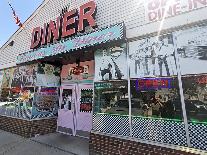 Every inch of Famous 50's Diner celebrates the era of sock hops and soda fountains. Those vintage images promise a meal with a side of nostalgia that tastes just as good as the burgers.