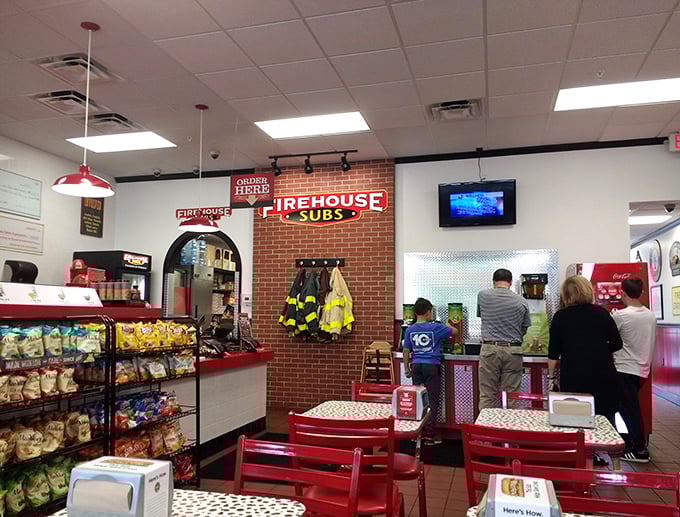 Inside Firehouse Subs, the firefighter theme isn't just decoration &ndash; it's the backdrop for steamed sandwiches that warm you from the inside out.