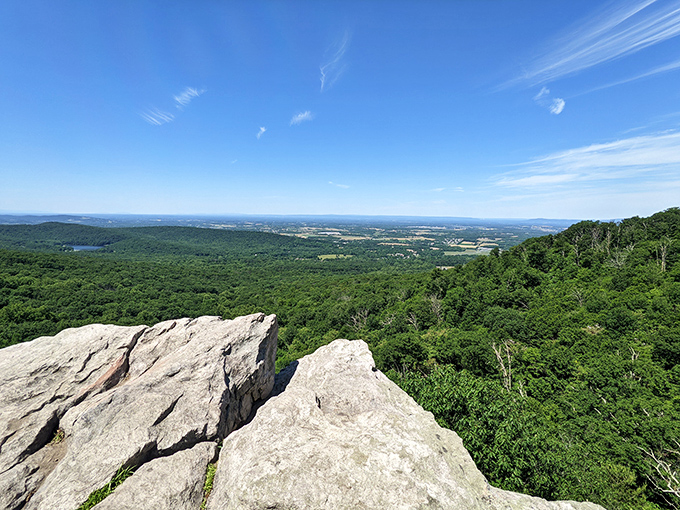 From Greenbrier&rsquo;s rocky overlook, endless summer greens stretch to the horizon &mdash; a front-row seat to Maryland&rsquo;s wild beauty.