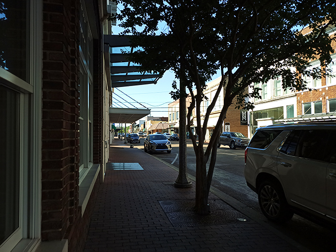 This Greenwood street scene showcases the town's walkable design &ndash; perfect for active retirees watching both their steps and their budgets.