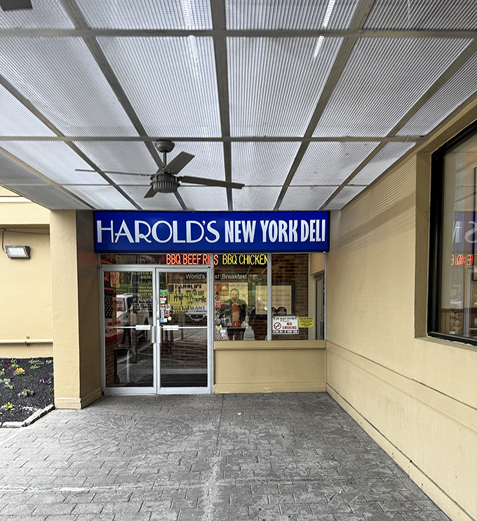 The modest entrance belies the sandwich monuments waiting inside. Harold's doesn't need fancy – it has flavor.