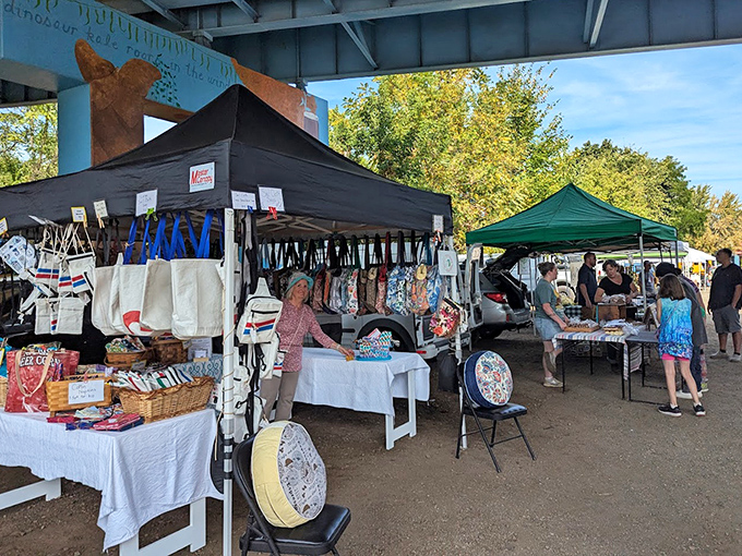 Haymaker's market stalls showcase handcrafted goods that put mass production to shame. That's not just a shopping bag&mdash;it's a trophy case for local treasures!