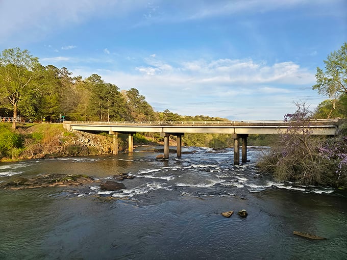 The gentle flow above High Falls gives no hint of the dramatic plunge ahead, where water meets gravity in spectacular fashion.