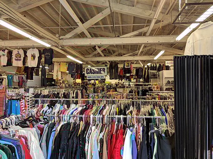 Inside this fashionable time machine, every rack tells stories of parties, workdays, and adventures from years gone by.