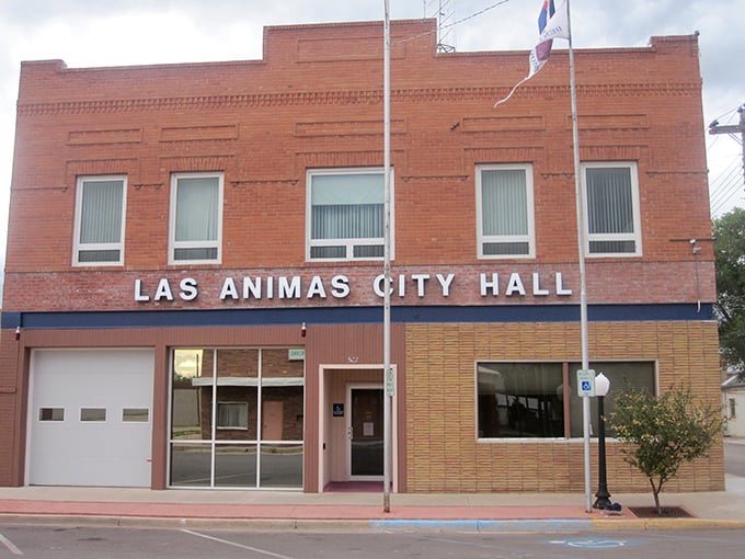 Las Animas City Hall may be modest, but so are the living costs in this charming riverside community.