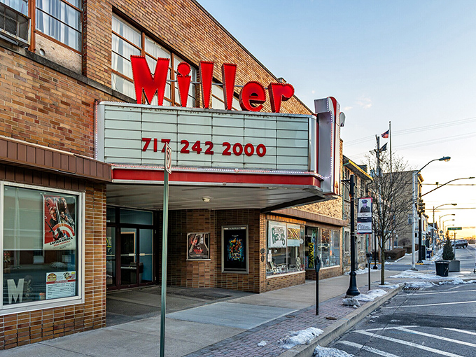 The Miller Theater's vintage marquee in Lewistown promises entertainment the old-fashioned way—no streaming service required!