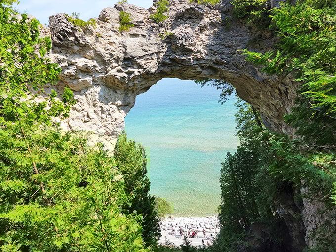 Mother Nature's masterpiece in limestone. Arch Rock frames a view of turquoise waters that would make even the most jaded traveler gasp.
