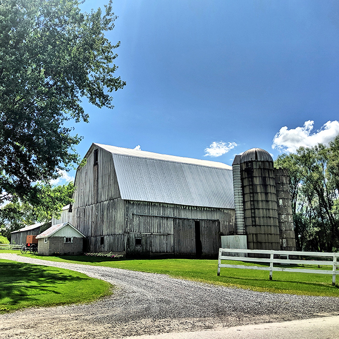 White fences, green fields, and a simple barn - New Wilmington's countryside looks like a painting come to life.