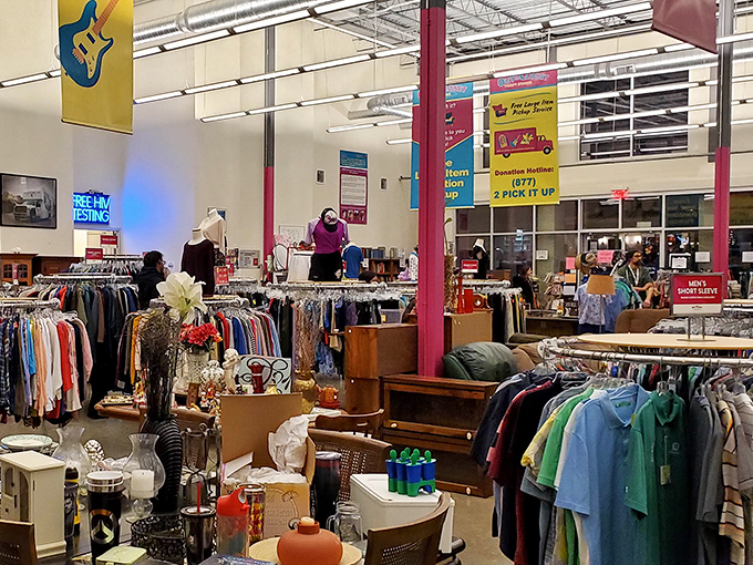 Inside this thoughtfully designed space, racks of clothing await new homes while supporting vital community health services.